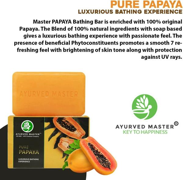 AYURVED MASTER Papaya Skin Whitening Soap with Vitamin E and C, Dead ...