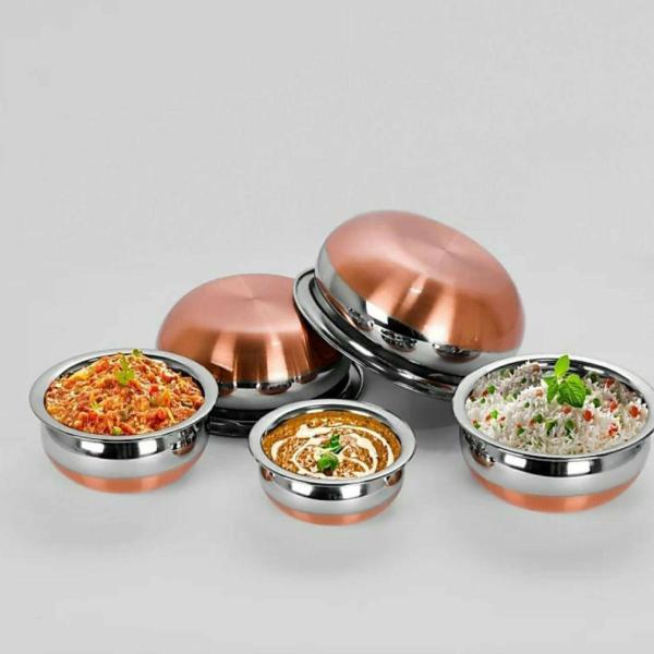 IM ENTERPRISE Multicolor Stainless Steel Handi Pot Set 0.5 L, 0.8 L, 1. ...