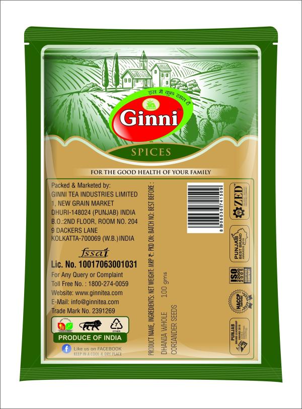 Ginni Coriander Whole Seeds/Sabut Dhania/Dhania Seeds - 800gms (8 x ...