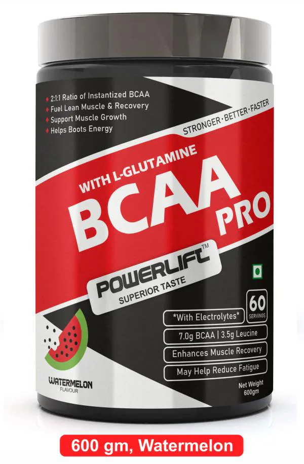 PowerLift BCAA Pro (600gm Watermelon) for Men & Women, with ...