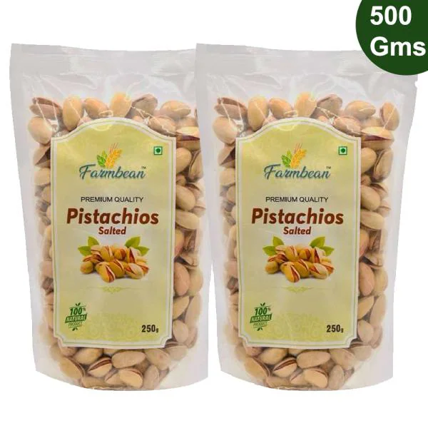 Farmbean Premium Fresh Whole Roasted Salted Pistachios | Salted Pista With Shell - 500g - JioMart