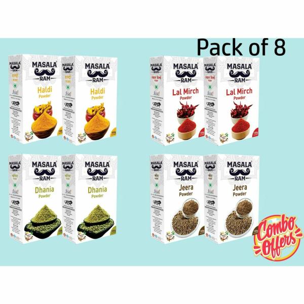 MASALA RAM-Haldi MIrch Dhania Jeera Combo (8x100g), 2 Box Each, Super ...