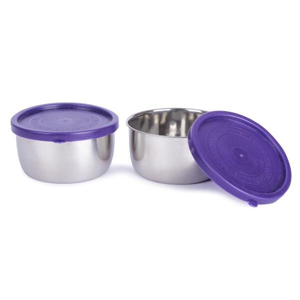Carrolite 2 Steel air tight Containers 300 Ml + Chapati Tray 500 Ml ...