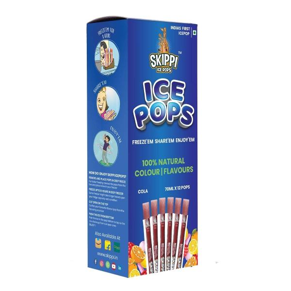 Skippi Icepops 100% Natural Ice Popsicles- COLA FLAVOR (12 x 70 ml ...