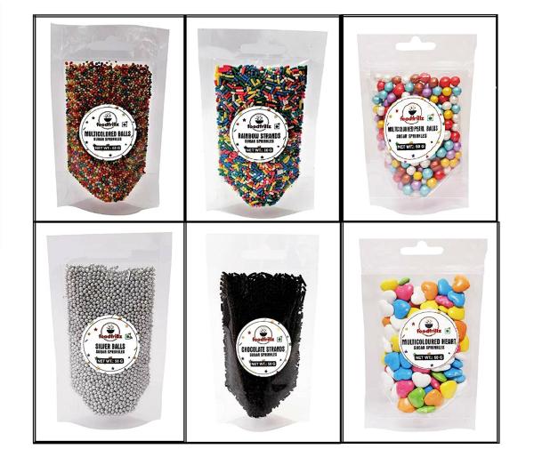 Multicolred Balls, Silver Balls, Rainbow Vermicelli Strands, Chocolate ...