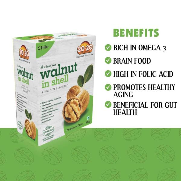 20-20 Dry Fruits Chile Walnut In Shell, 500Gm - JioMart