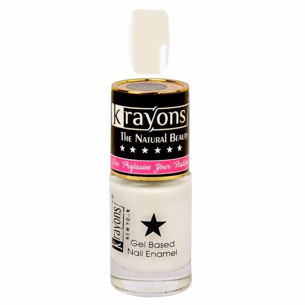 Krayons Gel Base Glossy Effect Nail Polish Enamel Color Waterproof Longlasting 6 ml White Canvas ...