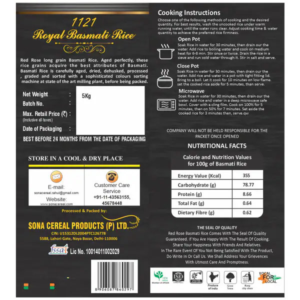 RED ROSE ROYAL XXXL BASMATI RICE, EXTRA LONG GRAIN, BEST BASMATI RICE ...