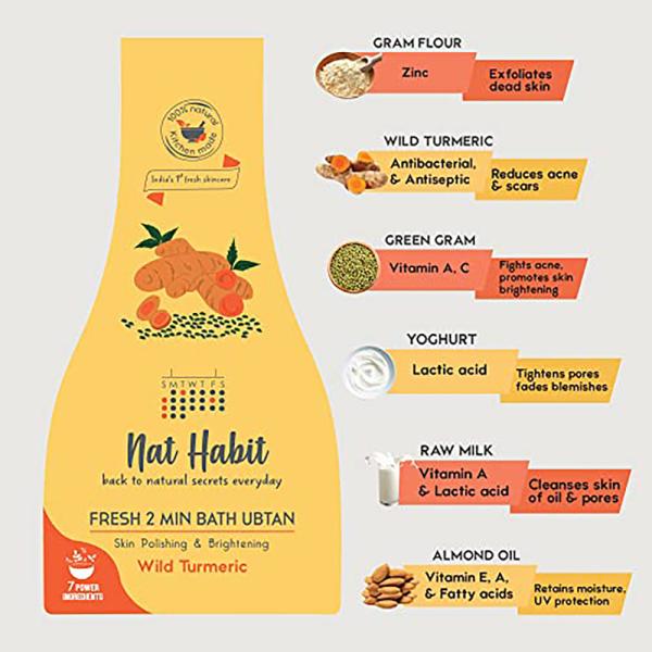 Nat Habit Fresh Wild Turmeric Body Ubtan, 2 Minute Bath Scrub | For ...