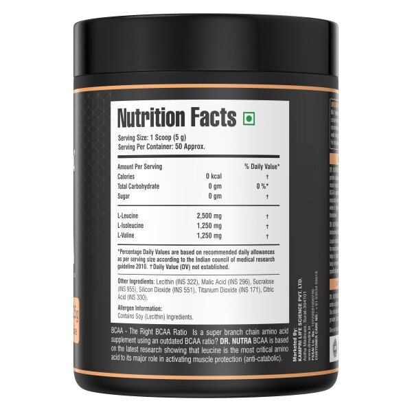 Dr.NUTRA BCAA 2:1:1 Pre-Pro And Intra Workout Amino Acids Powder 250gm ...