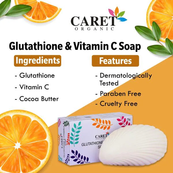Caret Organic Vitamin C Glutathione Soap For Skin Whitening-Paraben Free (75G)-Pack of 10 - JioMart