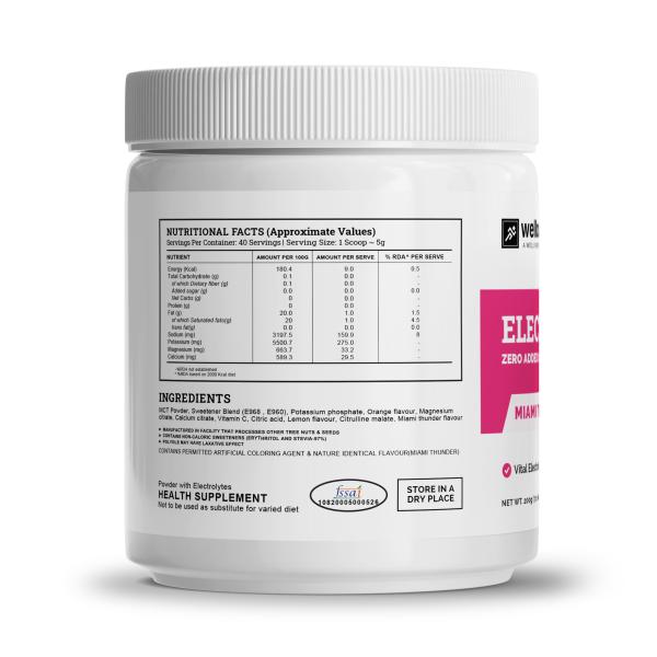 Wellcore - Miami Thunder Electrolytes (200g, 40 servings) Sugar Free ...