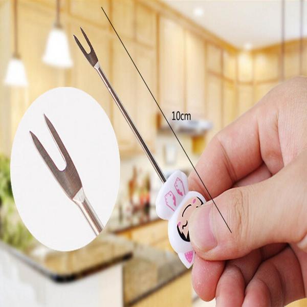 Color Rings Design Fruit Fork Stand with 8 Cartoon Shapes Fruit Fork ...