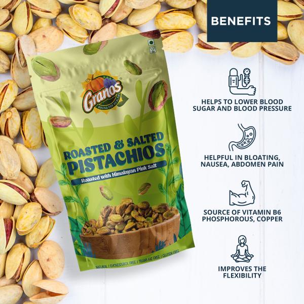 Granos Roasted And Salted Pistachios 100 g | Dry Fruits | Nuts | Healthy Snack | Roasted Pista ...