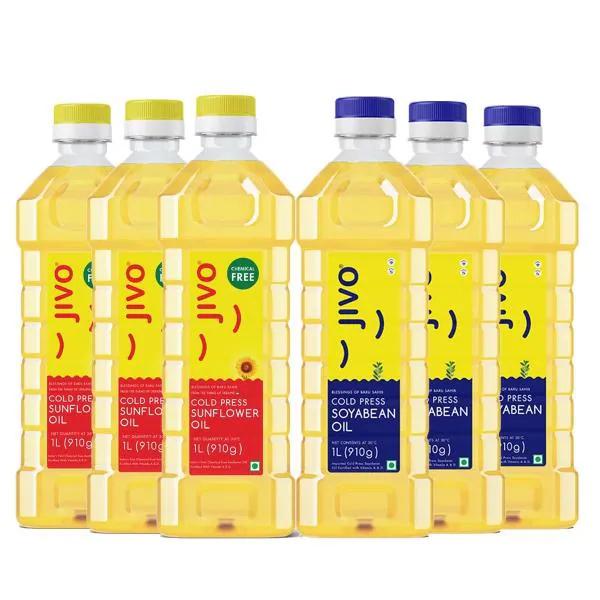 Jivo 3L Cold Press Soyabean Oil + 3L Cold press Sunflower Oil - JioMart