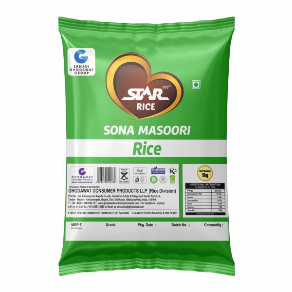 Star 555 Sona Masoori Rice Pouch - 5 Kg (Pack of 2) | Premium Aromatic ...