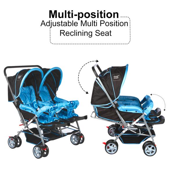 Mee Mee Blue Baby Pram (76 cm x 22 cm x 79 cm) - JioMart