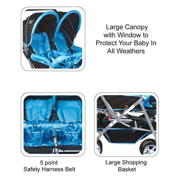 Mee Mee Blue Baby Pram (76 cm x 22 cm x 79 cm) - JioMart