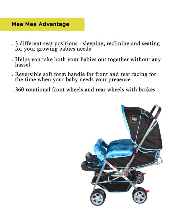Mee Mee Blue Baby Pram (76 cm x 22 cm x 79 cm) - JioMart