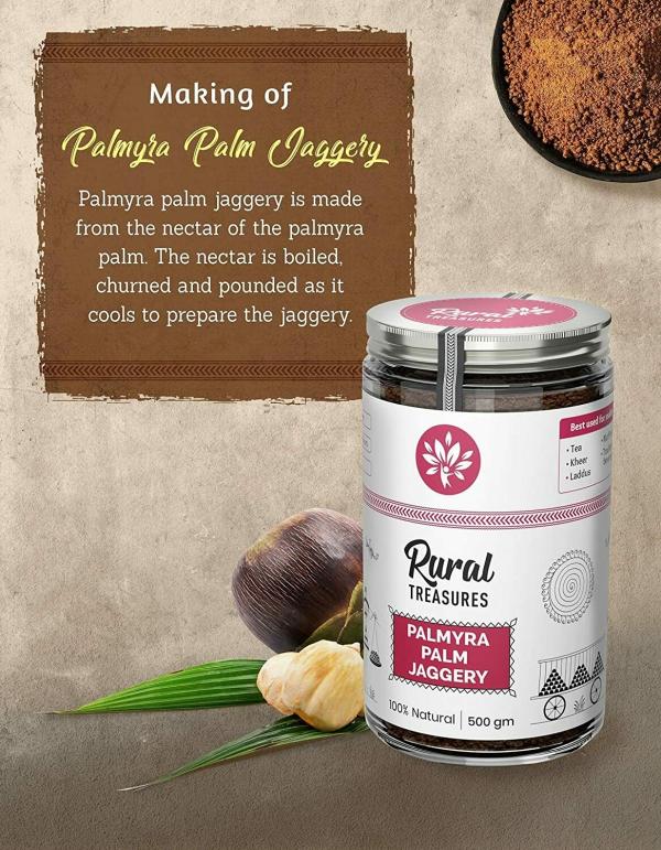 Palm Jaggery Powder | Palmyra Palm, Ice Apple (Tadgola) Jaggery | 500 ...