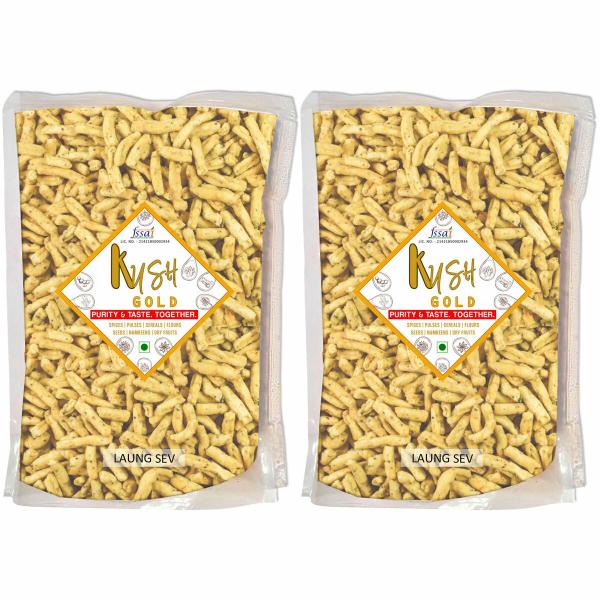 Kush Gold Laung Sev (Clove Flavoured Sev) Indore Special Namkeen 500gm ...