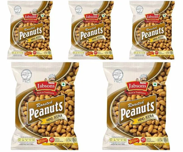 Jabsons Roasted Peanuts Combo | Hing Jeera | 140 Gm Each | Pack of 5 ...