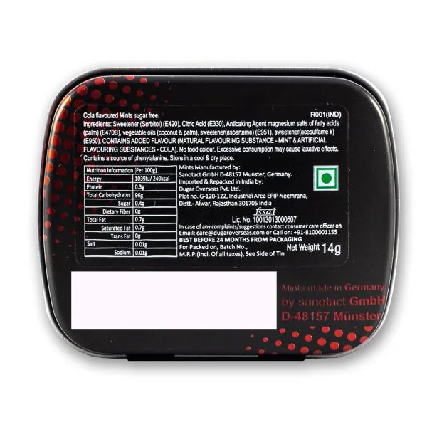 Impact Mints Sugar-free Mints Cola Flavor 14g, for Everlasting ...