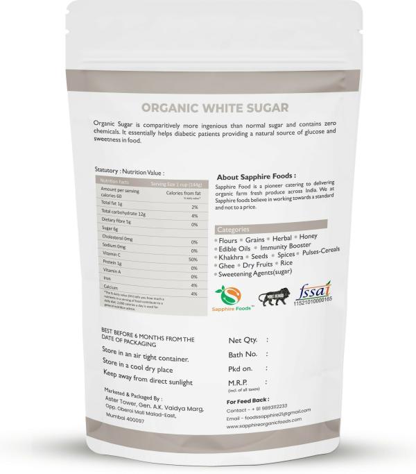 Sapphire Foods Organic White Shakkar 500 g Pouch - JioMart