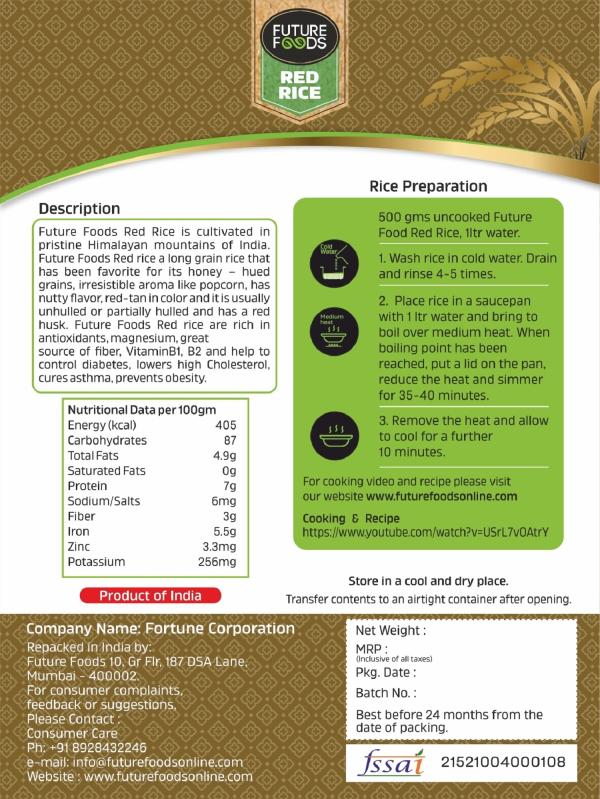 Future Foods Red Rice - 500 gm - JioMart