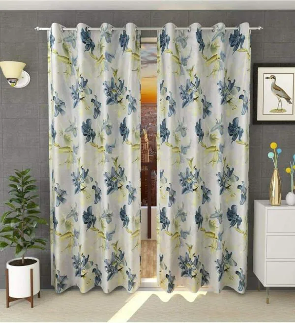 Shinzo Polyester Floral Door Curtain Door Window Curtain | Premium ...