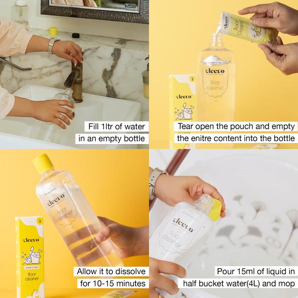 Cleevo eco - friendly powder to liquid floor cleaner with bottle| 2 Ltr ...