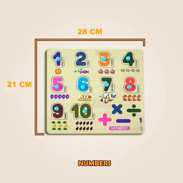 Grest Big Wooden Numbers and Fruits Puzzle with Knobs, Educational and ...