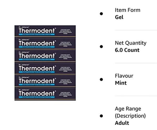 Dr. Jaikaran Thermodent Sensitive Care Herbal Toothpaste with No ...