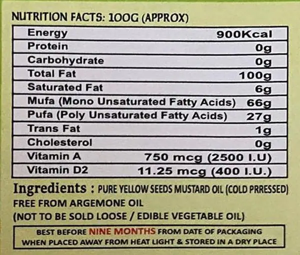 Indo Gold Cold Pressed Organic Yellow Mustard Oil | Peeli Sarso Oil ...