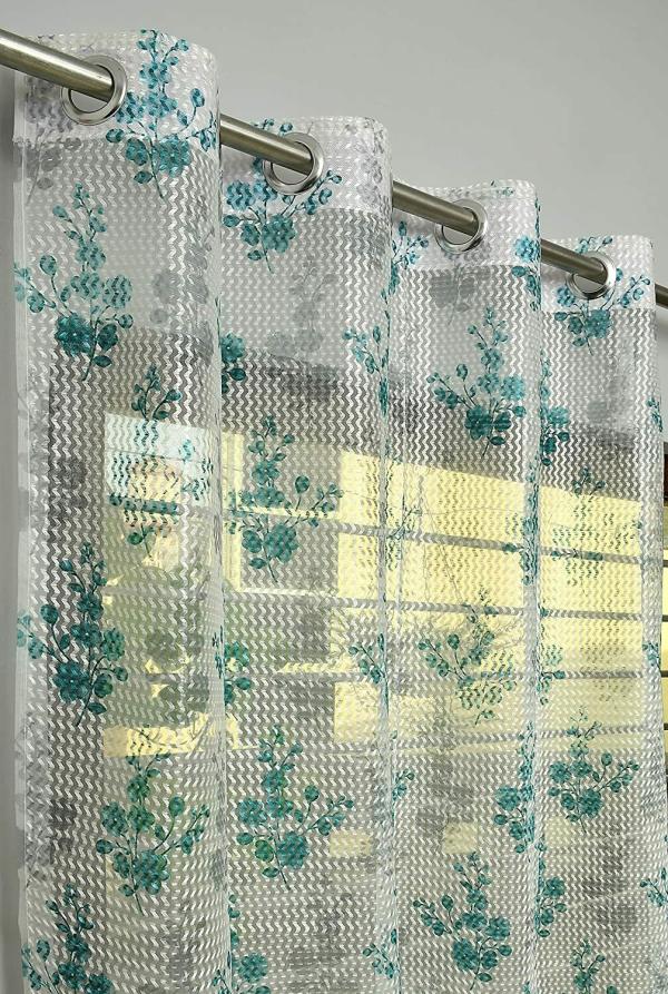 JARS Collections Set of 2 Net Sheer Aqua Tissue floral Long Door ...
