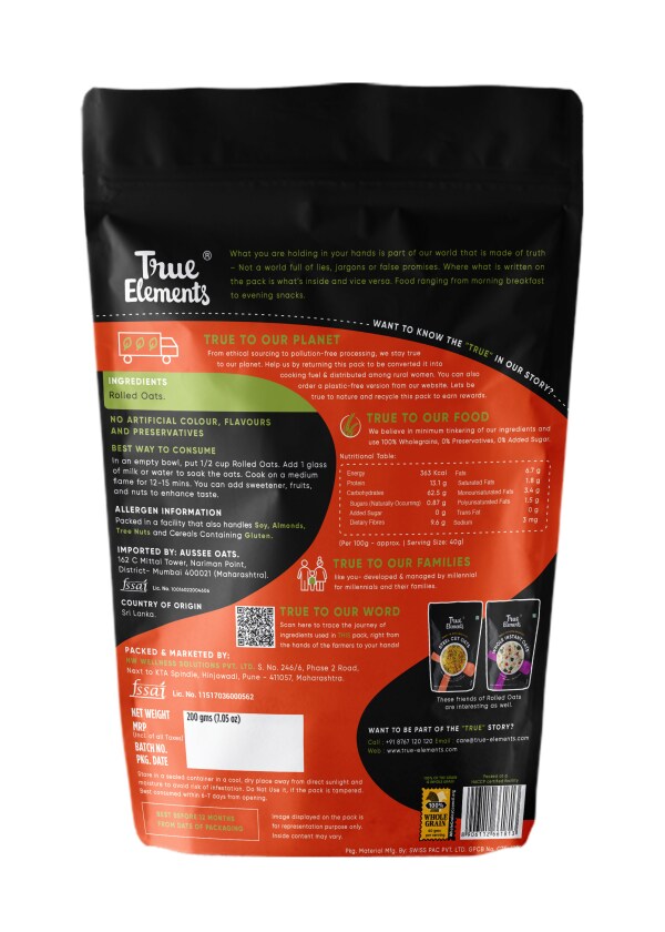 True Elements Rolled Oats 200gm - JioMart