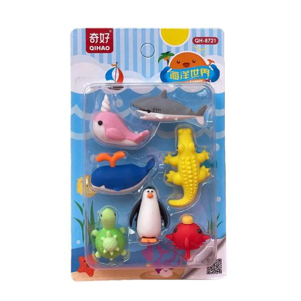 Festiko Marine Ocean Theme Eraser Set of 7 Pcs For Kids with Adorable ...