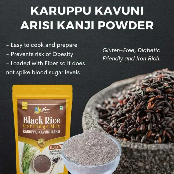Hayy Foods Black Rice Porridge Mix (Karuppu Kavuni Kanji Powder ...