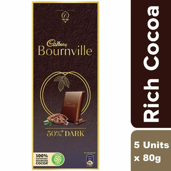 Cadbury Bournville Rich Cocoa Dark Chocolate Bar, 80 gm (Pack of 5 ...