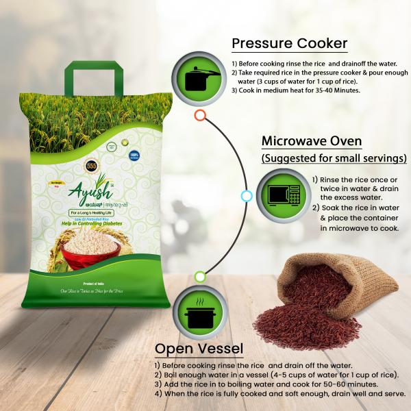 Ayush Diabetic Brown Rice/Red Rice | Mangalore Matta Rice- 5 Kgs ...