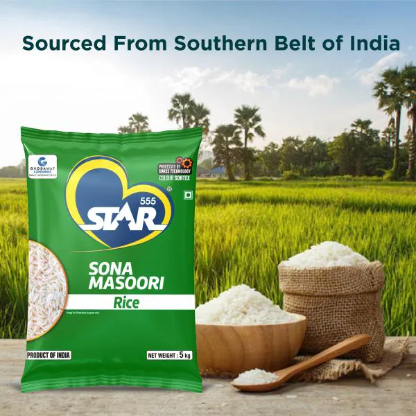 STAR 555 Sona Masoori Rice 5 Kg | Finest Quality | Premium Aromatic ...