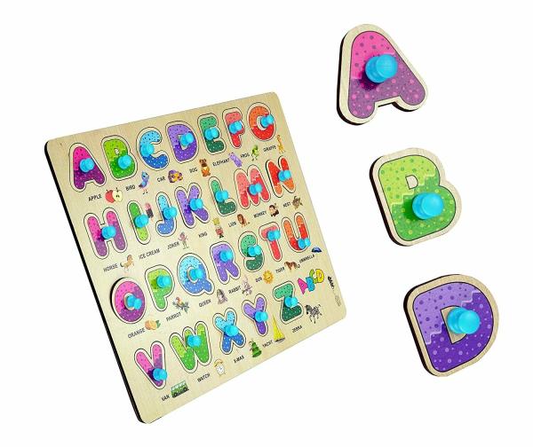 Enorme Big Wooden ABCD, Shapes and Colors Puzzle with Knobs ...