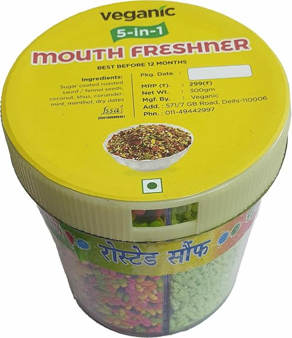Veganic Mukhwas | 5 in 1 Mouth Freshner | 300gm | Green Saunf, MInt ...