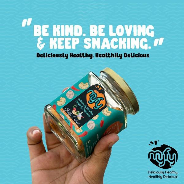 MyFy Chilly Garlic Flavoured Roasted Cashews 100 Gm - Zero Oil, No ...