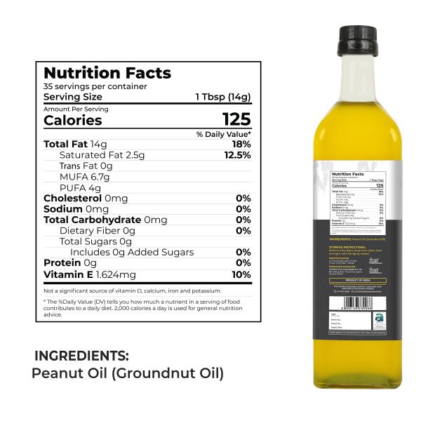 Anveshan Wood Pressed Groundnut Oil - 1 Litre | Glass Bottle | Kolhu ...
