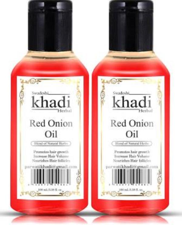 SWADESHI KHADI HERBAL Red Onion Hair Oil (Pack of 2) (200 ml) | Oil | Hair Oil | Herbal Oil |Red ...