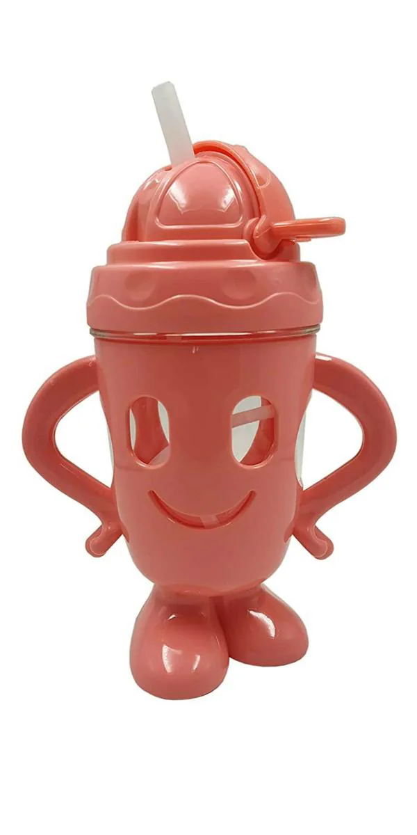 Te Quiti Pink Plastic Spil Proof Baby Sipper Smiling Bunny Face Design ...