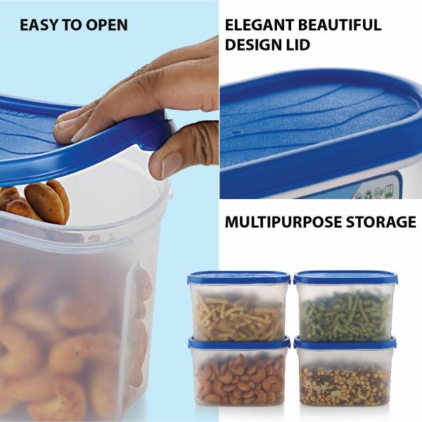 Modware Plastic Keep Fresh Containers with Lid, Set of 4 (1100 ml x4 ...