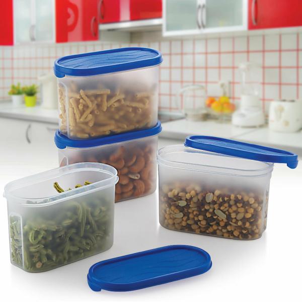 Modware Plastic Keep Fresh Containers with Lid, Set of 4 (1100 ml x4 ...