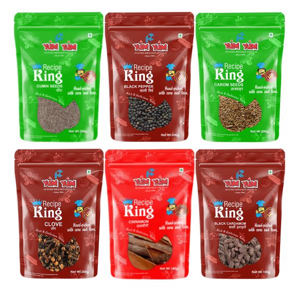 YUM YUM Daily Needs Whole Spices 1kg Combo (Jeera, KaliMirch, Ajwain ...